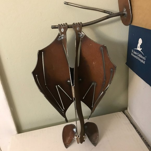 Source Unknown | Holiday | New Hanging Bat Rusted Steel Garden ...